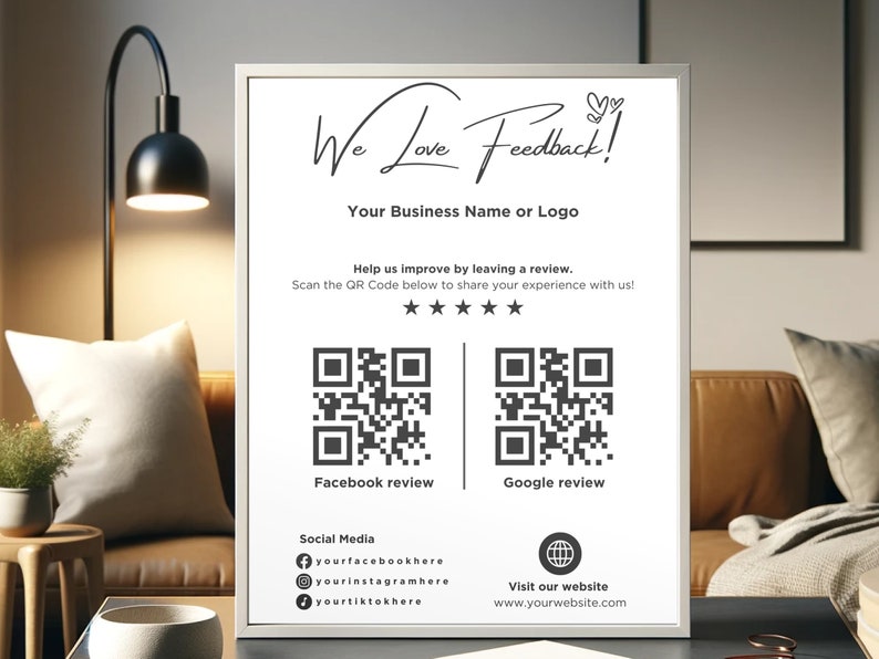 Leave Us a Review Sign, Google Review & Social Media QR Code Sign ...