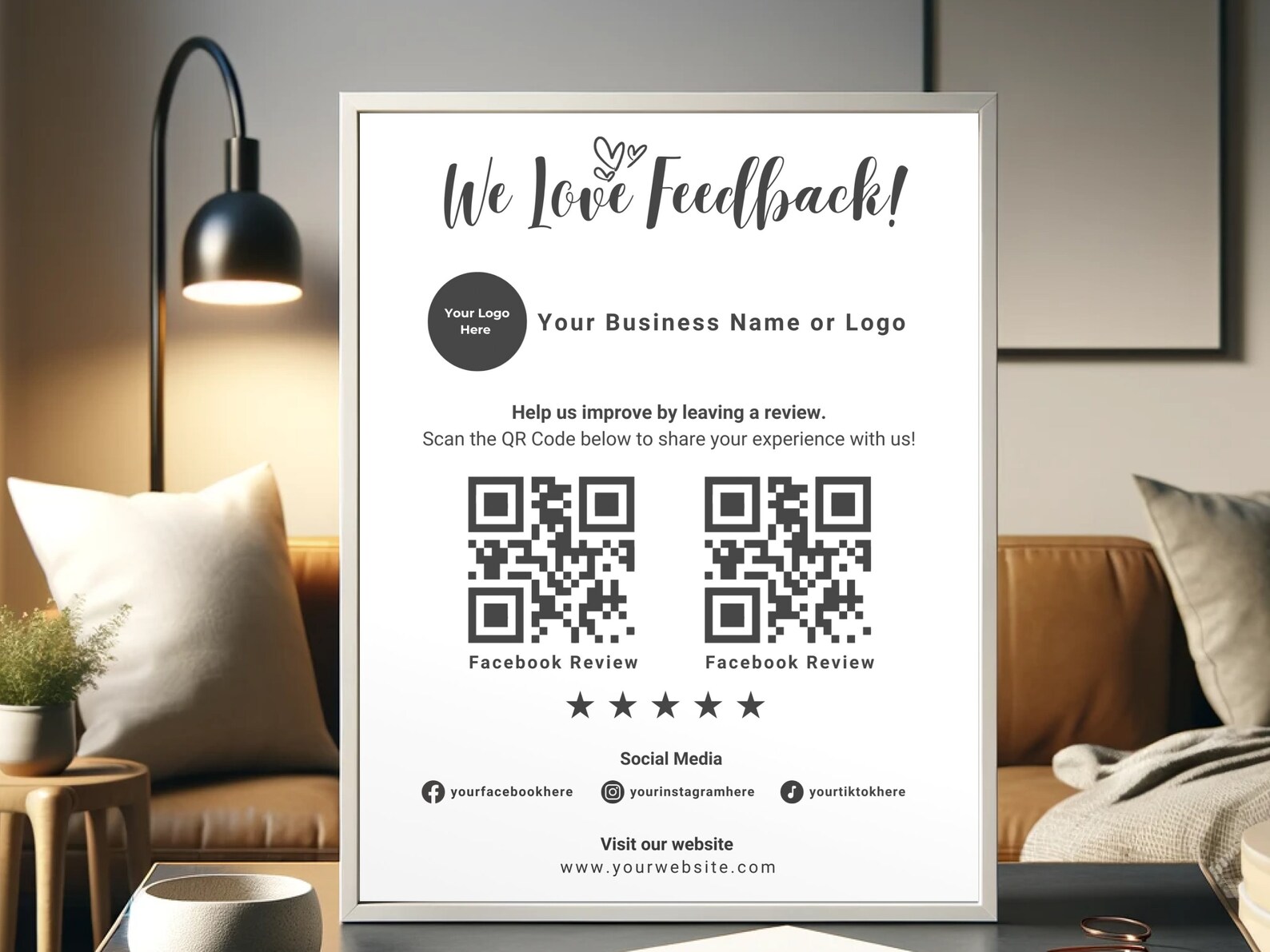 QR Code Review Sign, Leave Us a Google Review, Small Business DIY QR ...