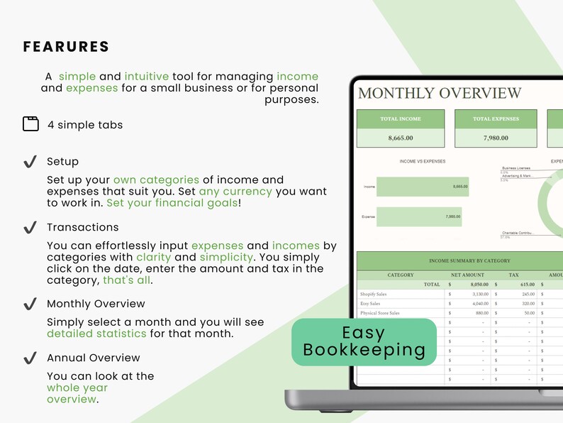 Business Bookkeeping: Profit Tracker | Simple Finance Planner ...