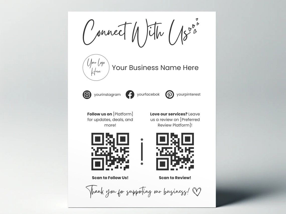 Editable Follow Us on Instagram & Facebook Sign, Social Media Sign ...