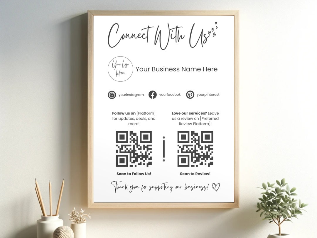 Editable Follow Us on Instagram & Facebook Sign, Social Media Sign ...