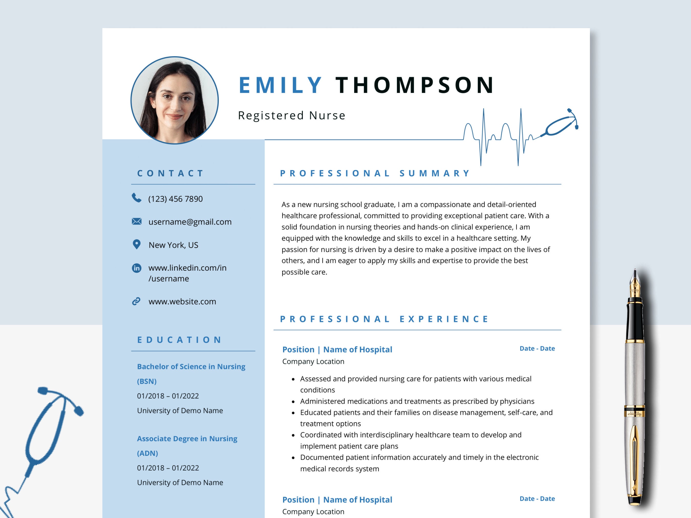 Nurse Healthcare Resume Template Nursing Practitioner, RN, LPN, Nursing ...