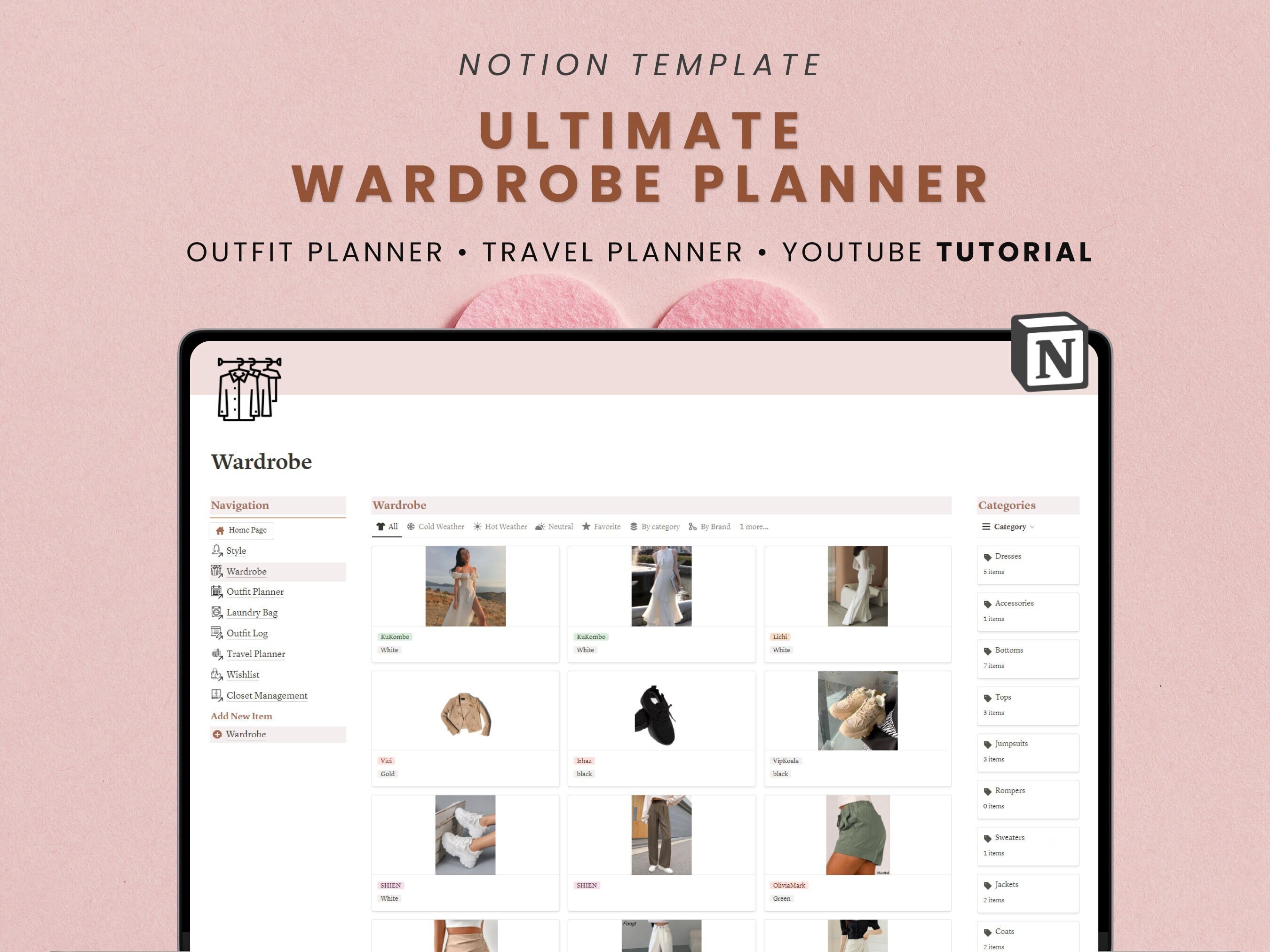 Wardrobe & Clothes Manager Notion Template: 2023 Digital Planner, That ...