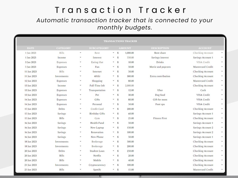 Monthly Budget and Expense Tracker Template Financial Planner With Debt ...