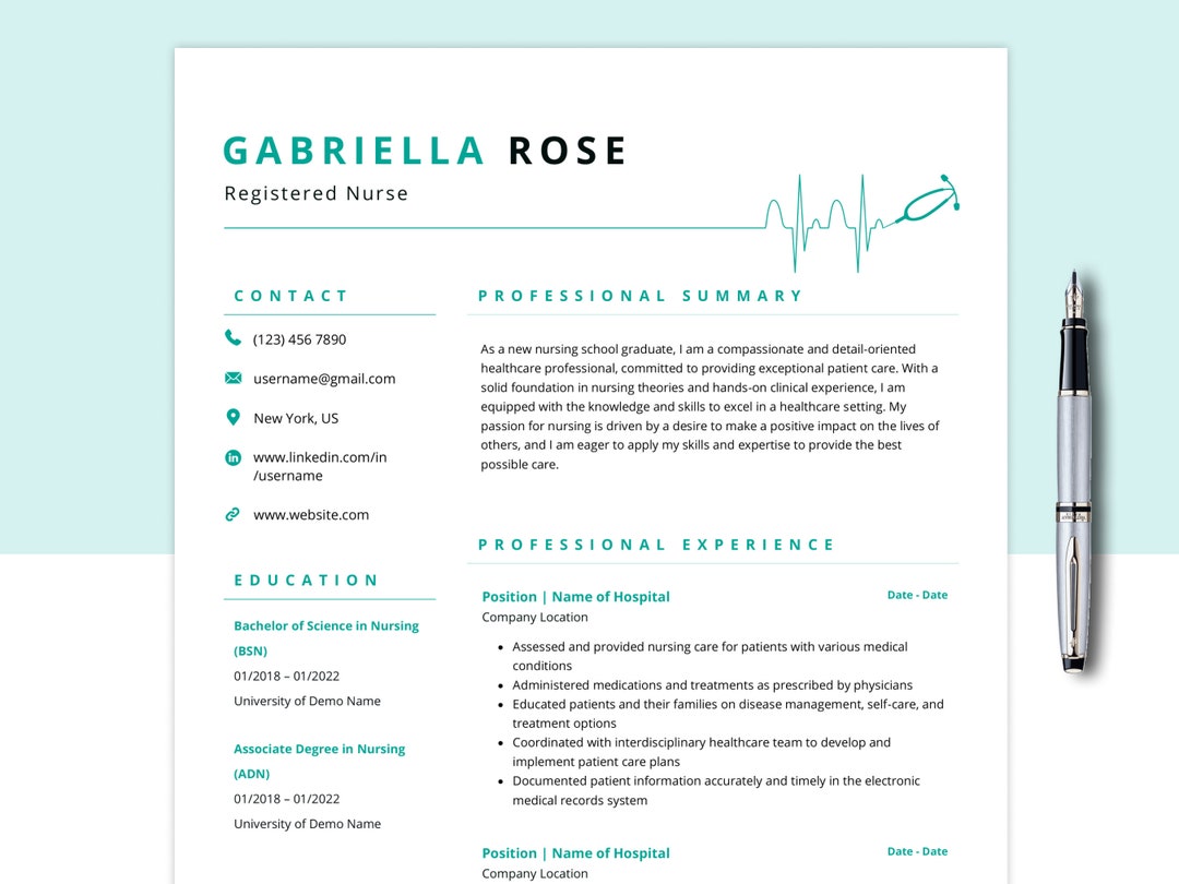 Nursing Resume Template + Cover Letter Template: Ideal for Rns, Nurse ...