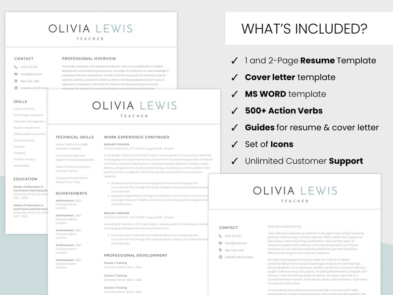 Two Column Resume Template, ATS Friendly, for Sales, Administrators ...