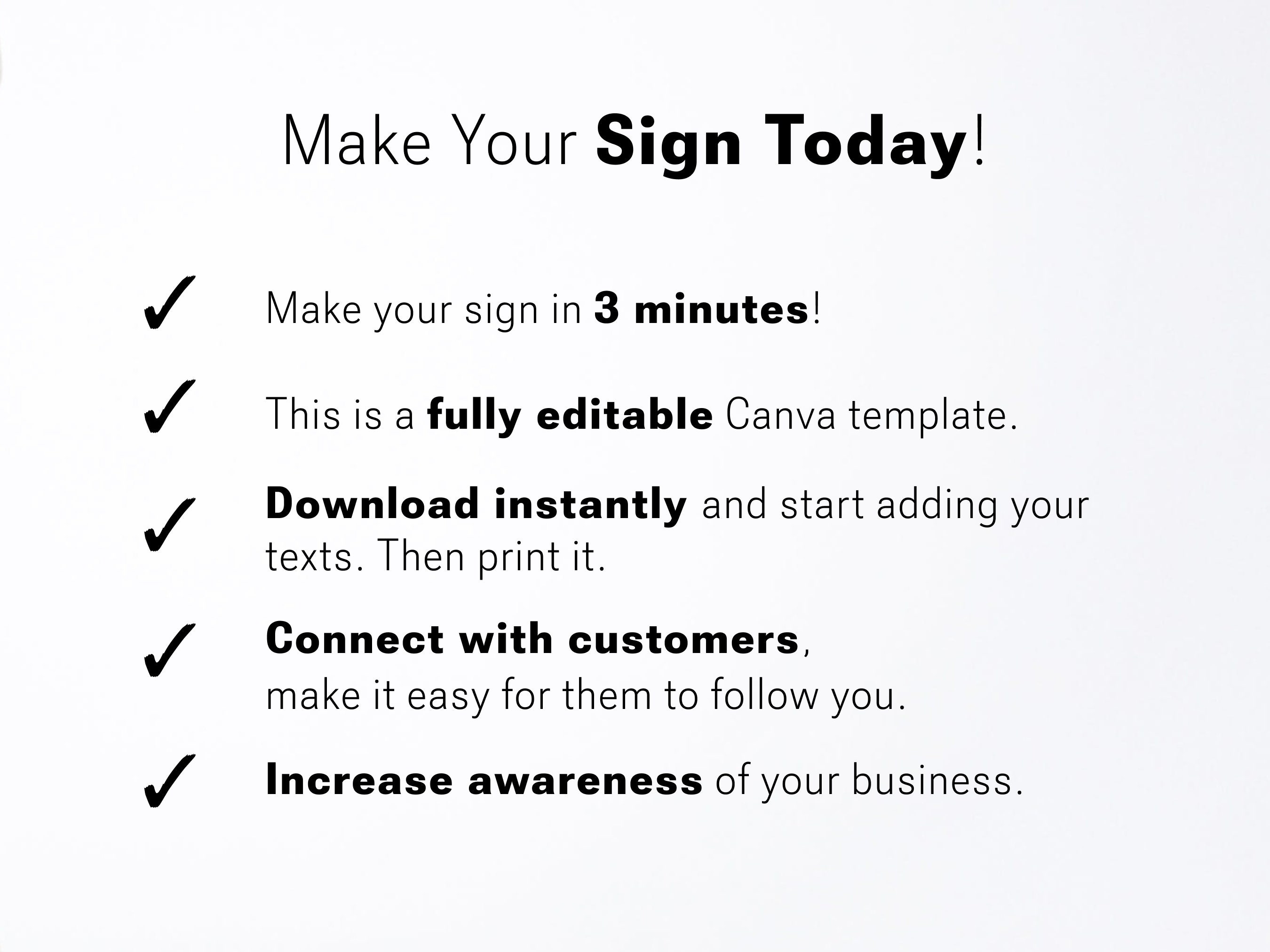 Customizable Shop Hours - Canva Template - Editable Digital Sign With ...