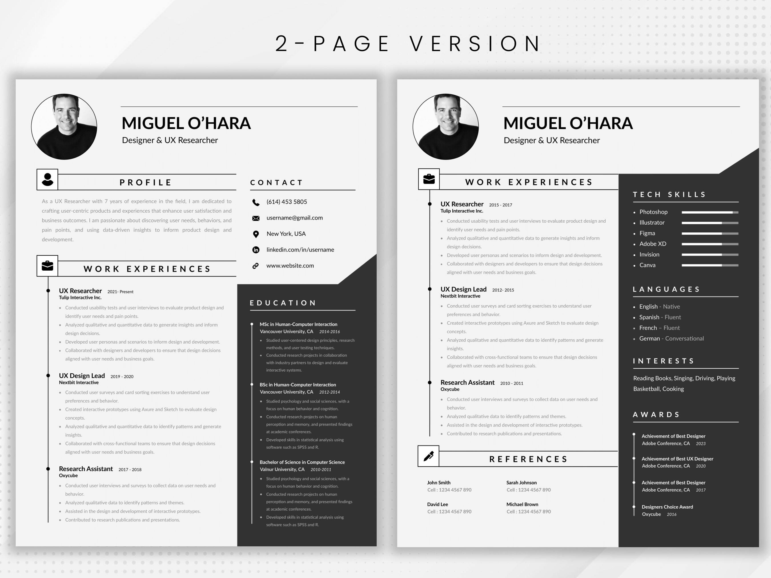 Resume Template 2023, Modern Professional Clean Minimalist CV Template ...