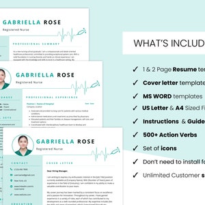 Nursing Resume Template + Cover Letter Template: Ideal for Rns, Nurse ...