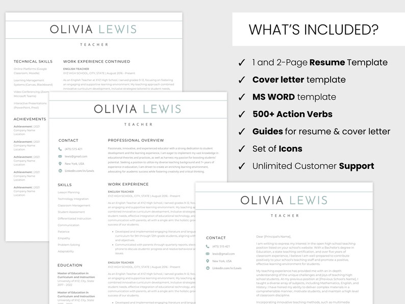 Two Column Resume Template, ATS Friendly, for Sales, Administrators ...