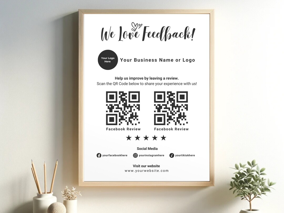 QR Code Review Sign, Leave Us a Google Review, Small Business DIY QR ...