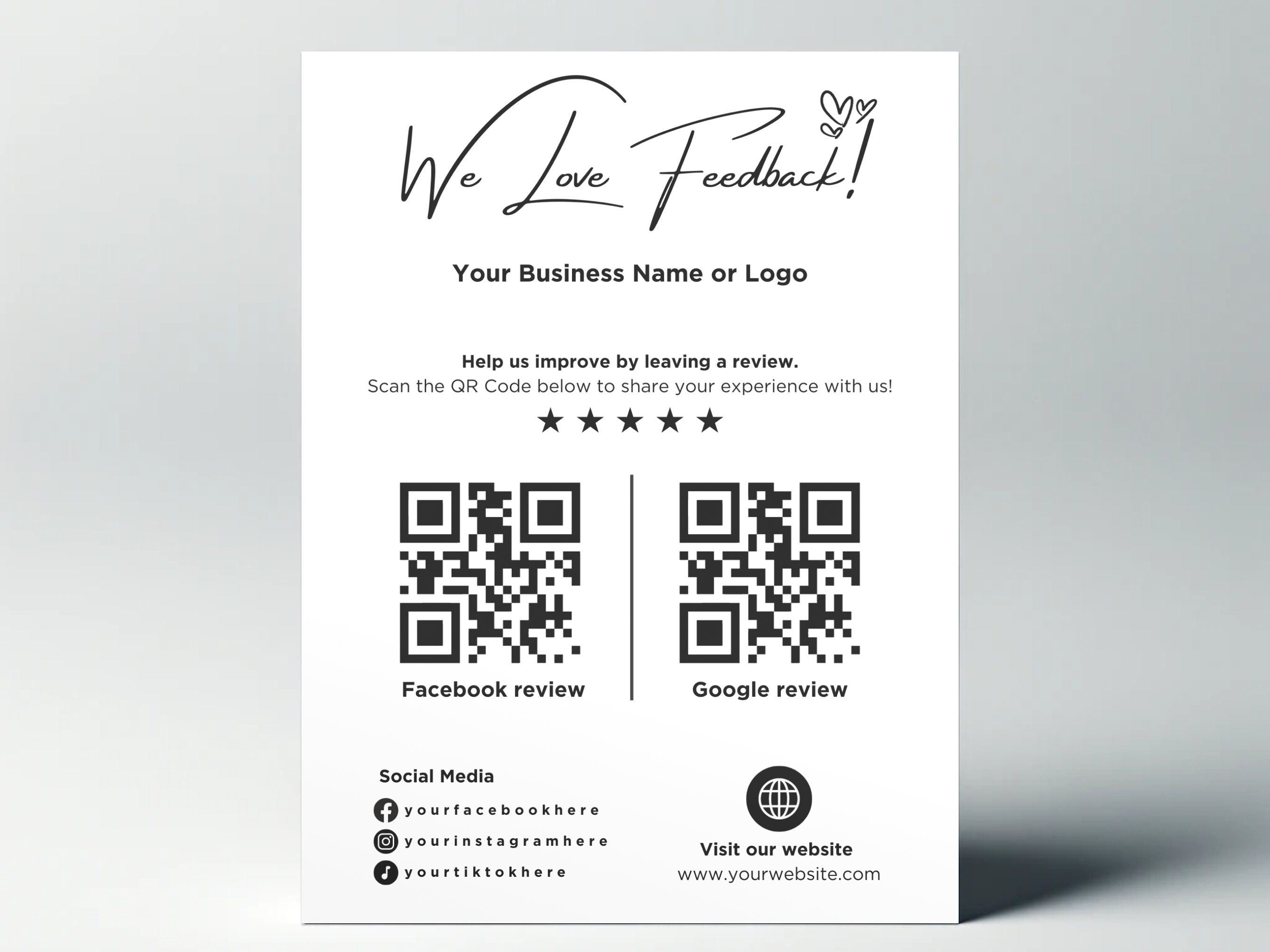 Leave Us a Review Sign, Google Review & Social Media QR Code Sign ...