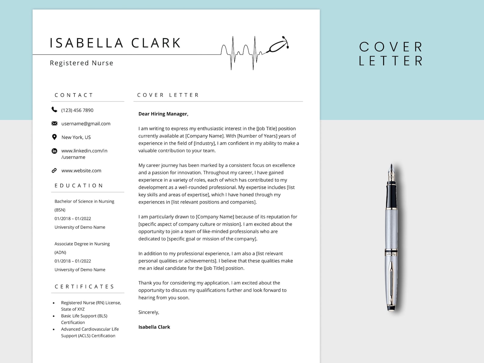 Nursing Resume Template, Ideal for Medical Assistant, Healthcare ...