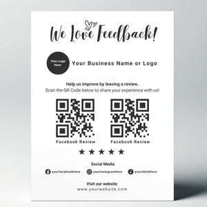 QR Code Review Sign, Leave Us a Google Review, Small Business DIY QR ...