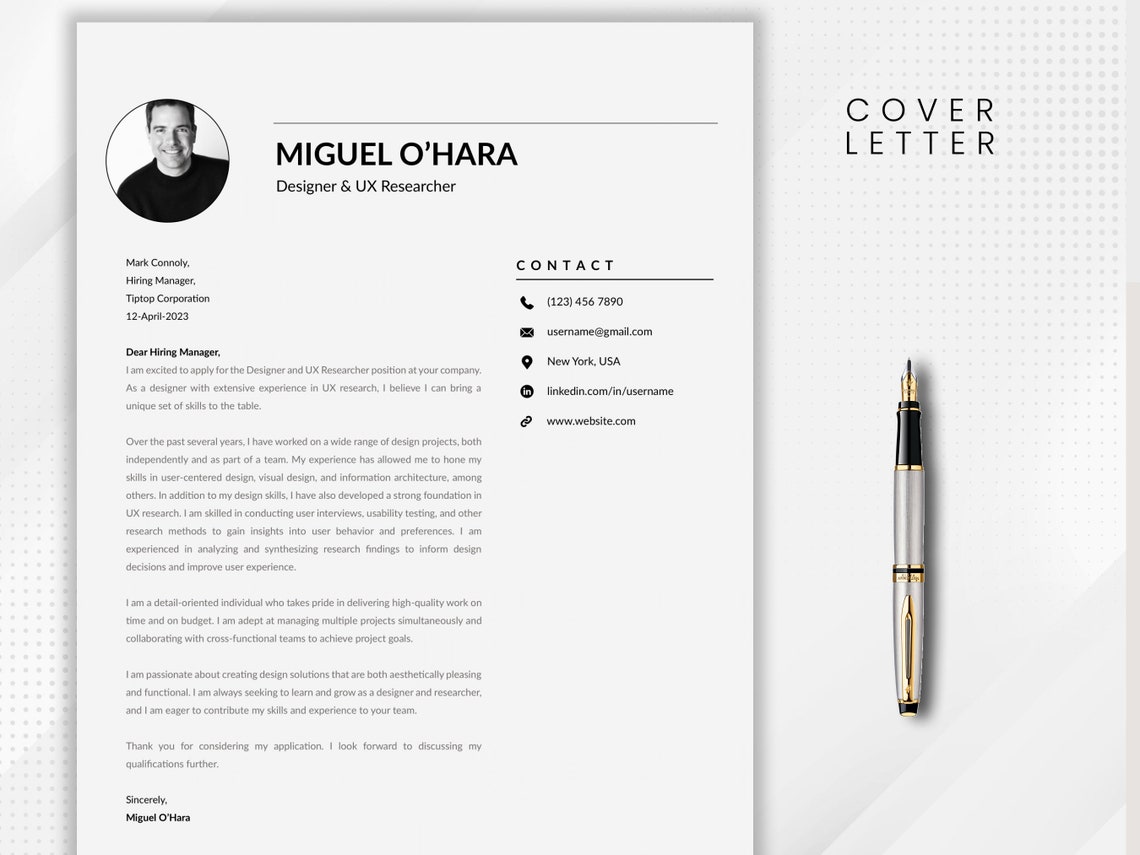Resume Template 2023, Modern Professional Clean Minimalist CV Template ...