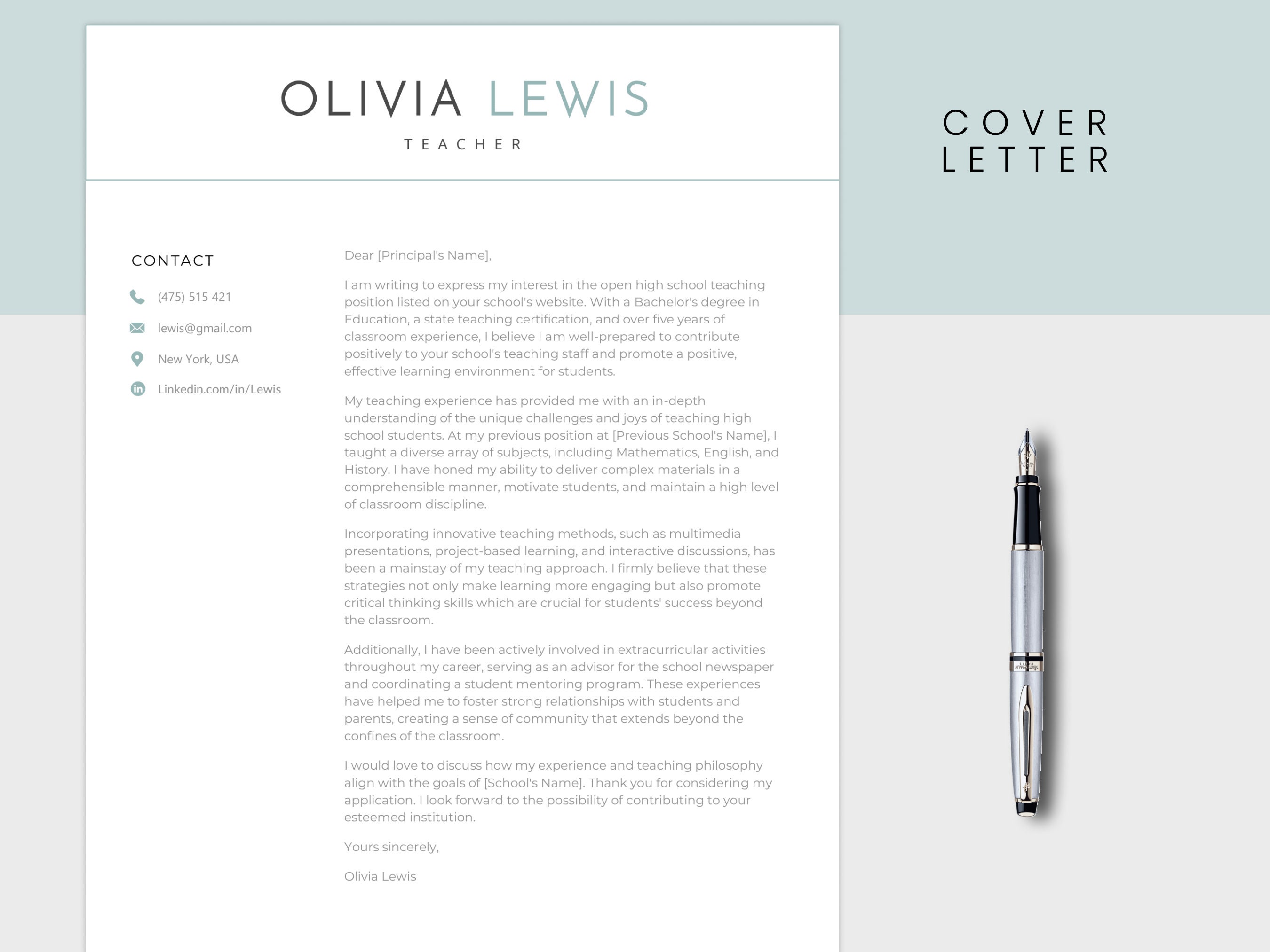 Two Column Resume Template, ATS Friendly, for Sales, Administrators ...