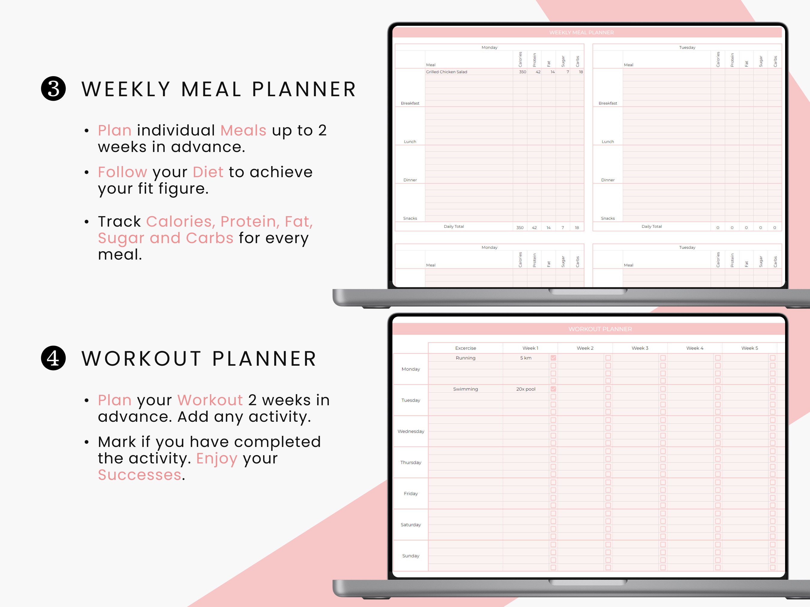 Weight Loss / BMI & Fitness Tracker | Google Sheets | Meal Planner | Digital Workout Planner ...
