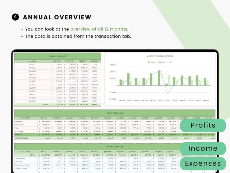 Business Bookkeeping: Profit Tracker | Simple Finance Planner ...