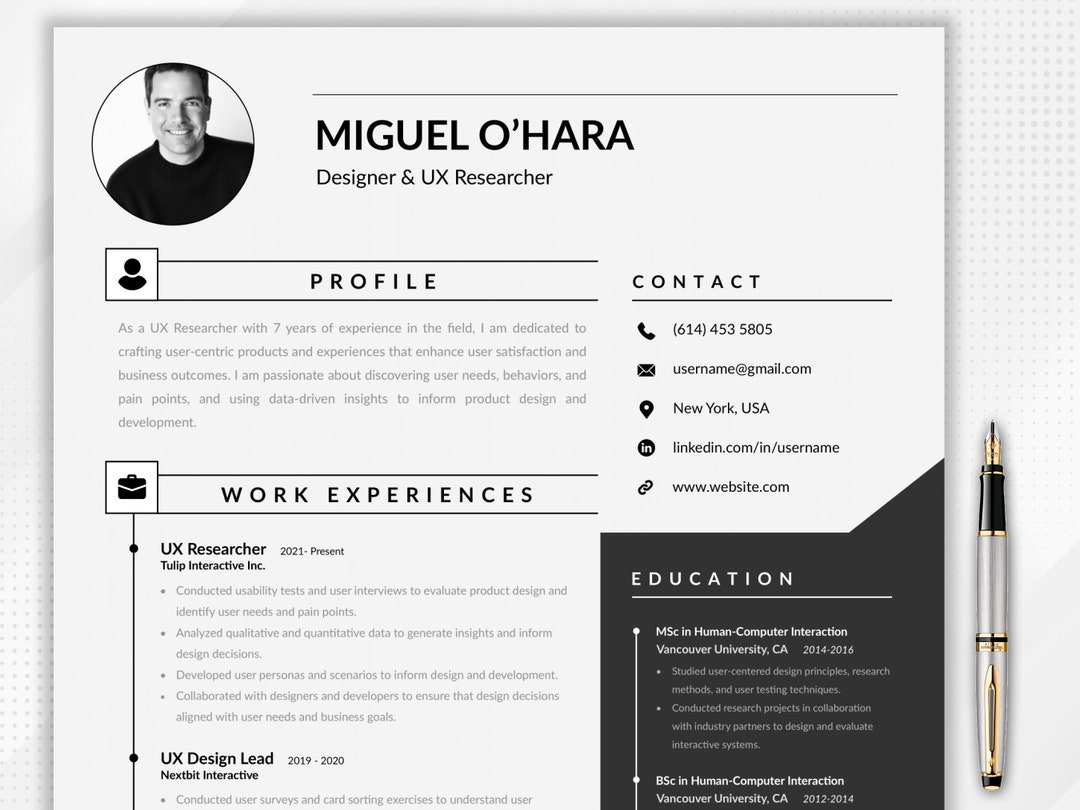 Resume Template 2023, Modern Professional Clean Minimalist CV Template ...