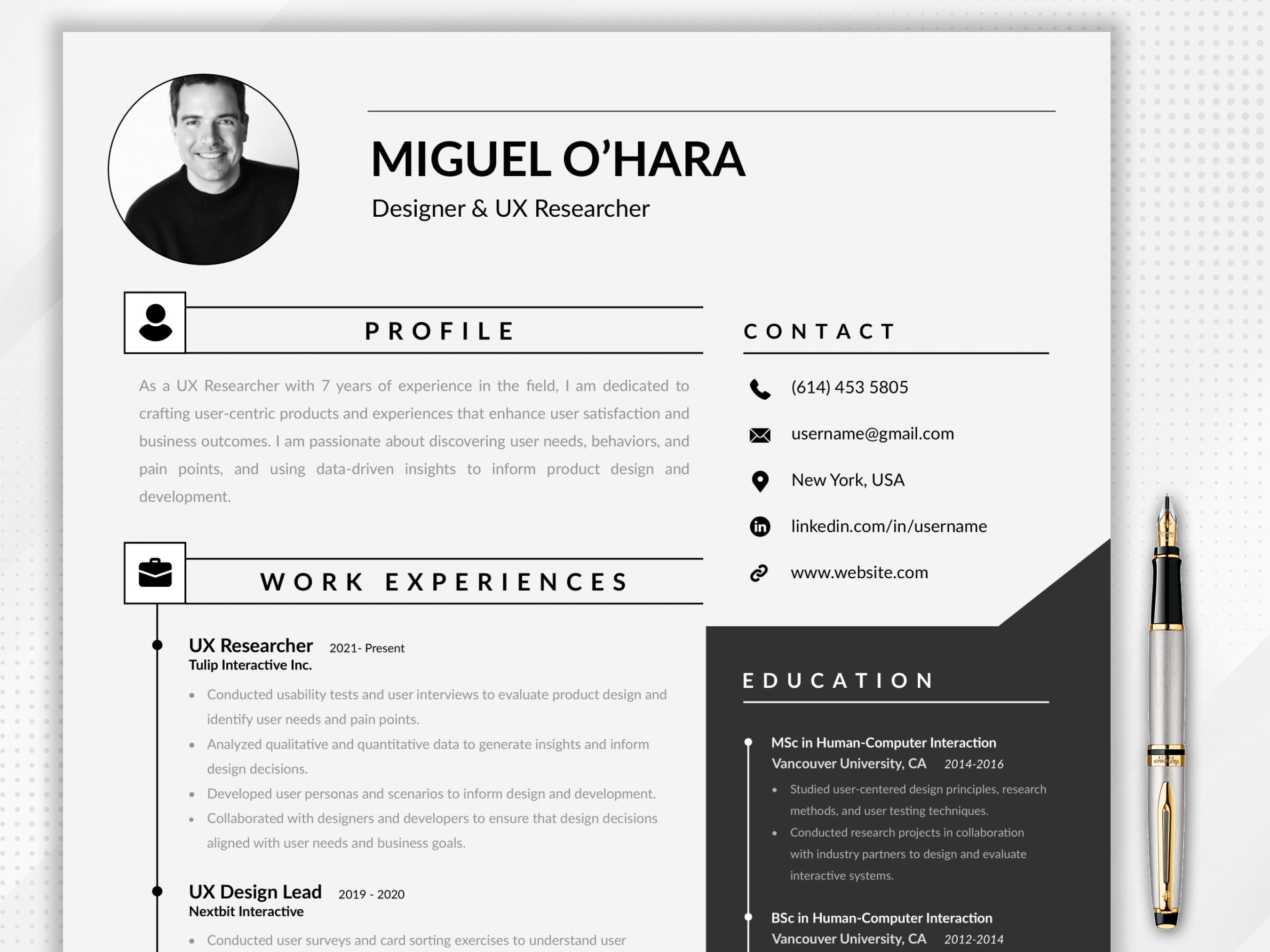 Resume Template 2023, Modern Professional Clean Minimalist CV Template ...