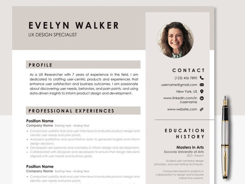 Professional & Clean Resume Template 2023 Simple CV Template - Etsy