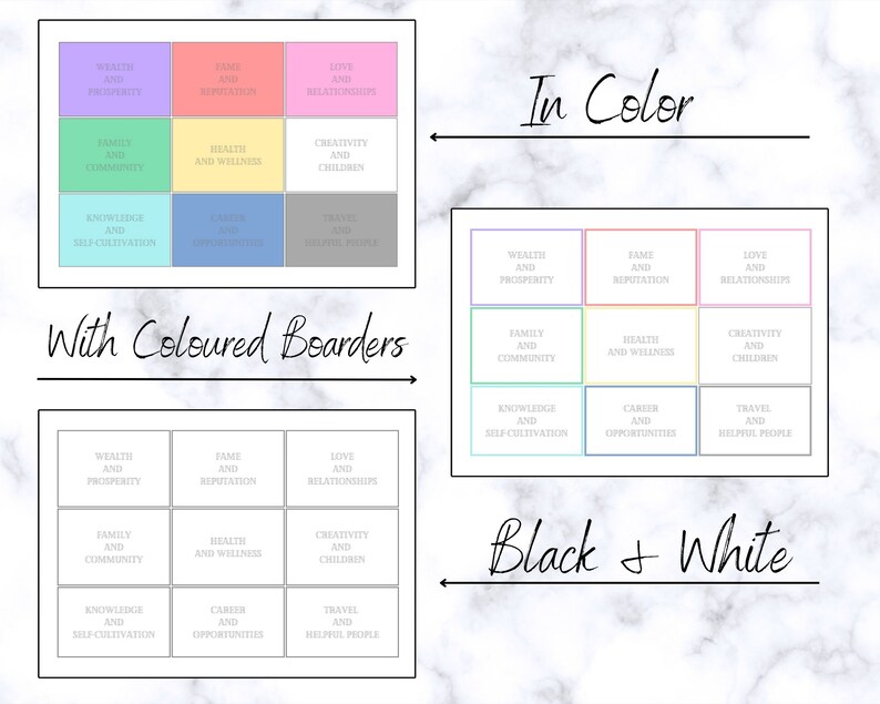 Vision Board Printable Base, Wish Board, Visualization Board ...