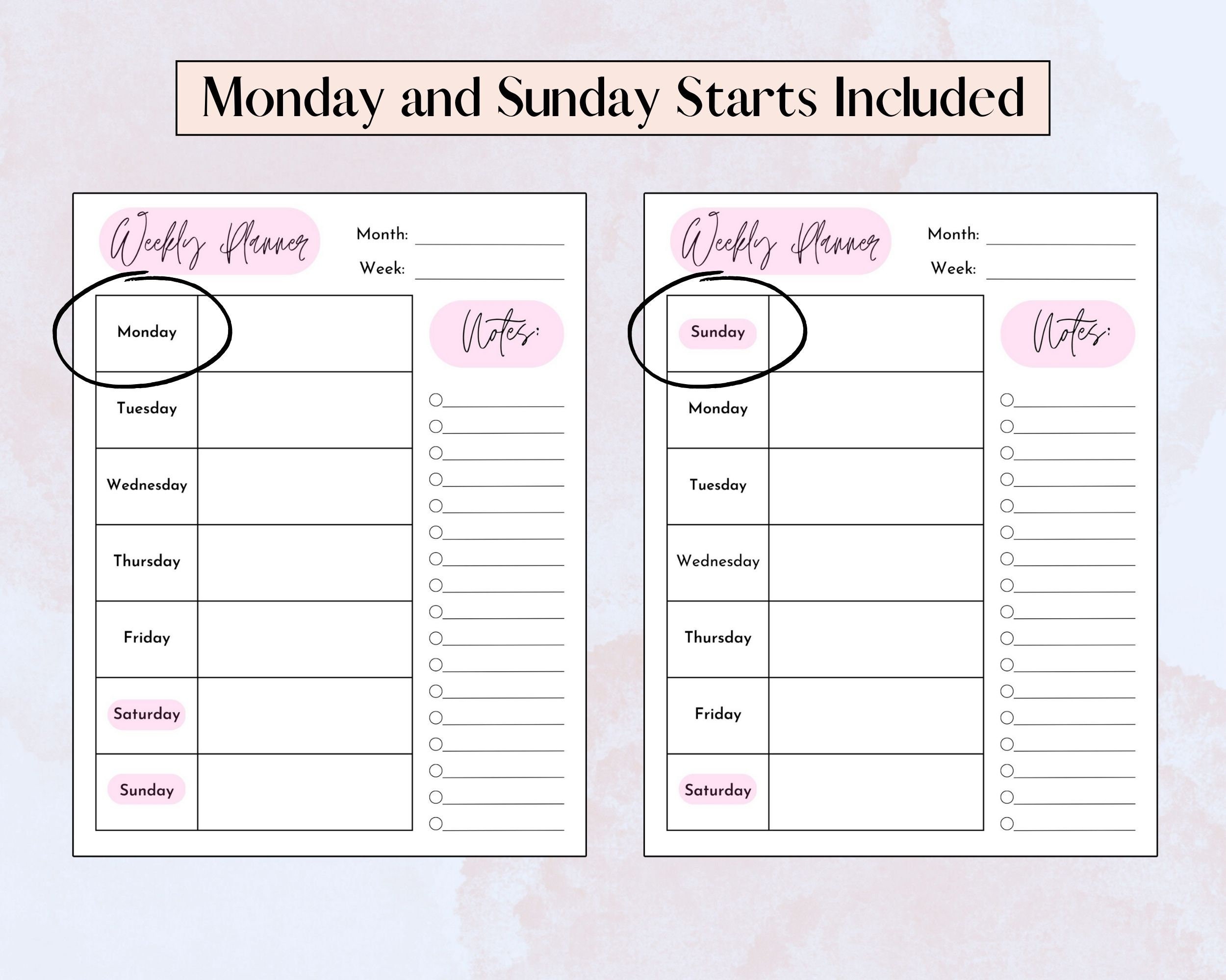 Printable Weekly Planner, Letter/a4, Weekly Schedule, Weekly Organizer ...
