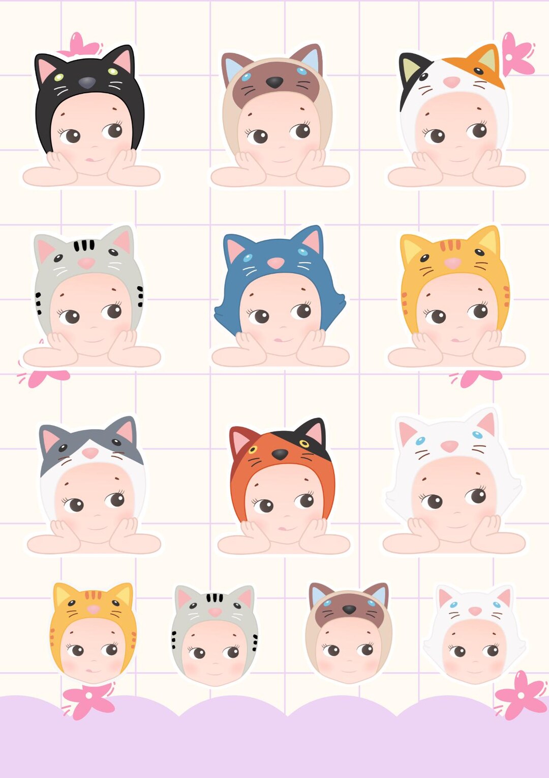 Sonny Angel Cat Sticker Sheet, Cat Vinyl Stickers, Waterproof A6 ...