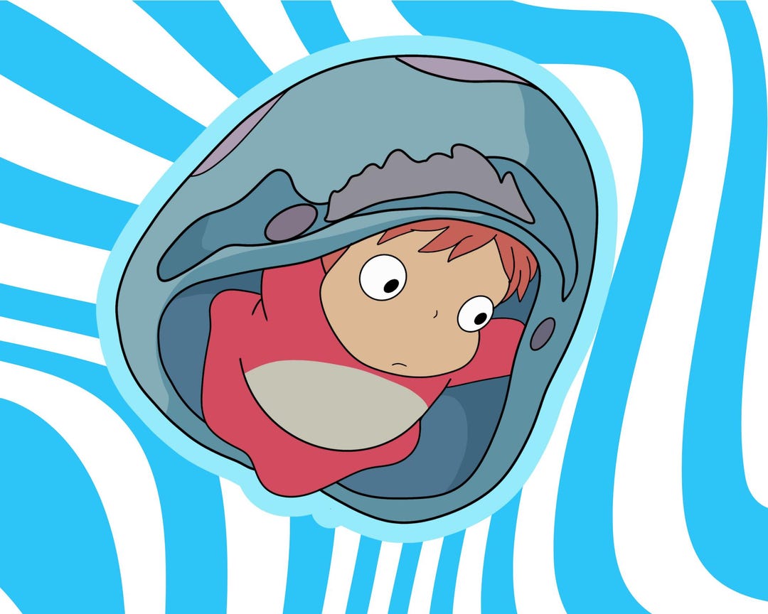 Ponyo Studio Ghibli Sticker, Cute Goldfish Vinyl Decal, Studio Ghibli ...