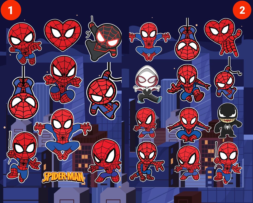 Spider-man Sticker Sheet | Cute Marvel Superhero Vinyl Stickers | Chibi ...