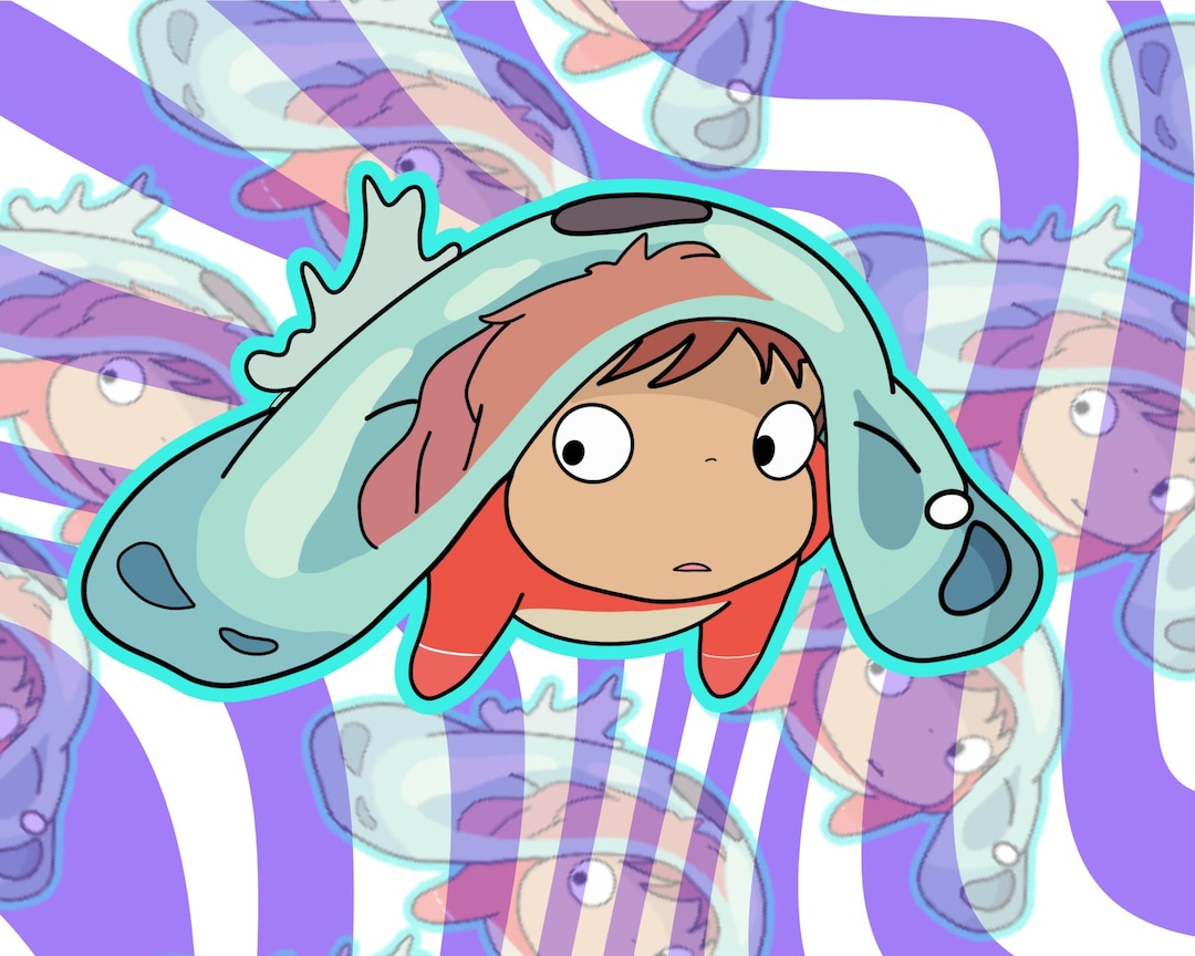 Ponyo Studio Ghibli Art, Ponyo Sticker, Goldfish Sticker, Ghibli ...