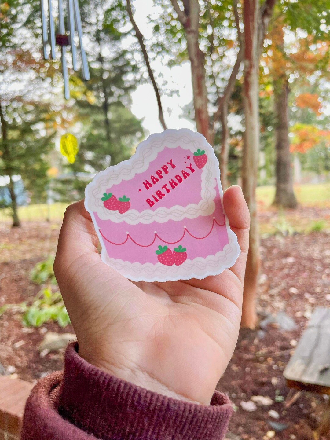 Happy Birthday Sticker Pink Cake Sticker Birthday Gift Laptop Decal - Etsy