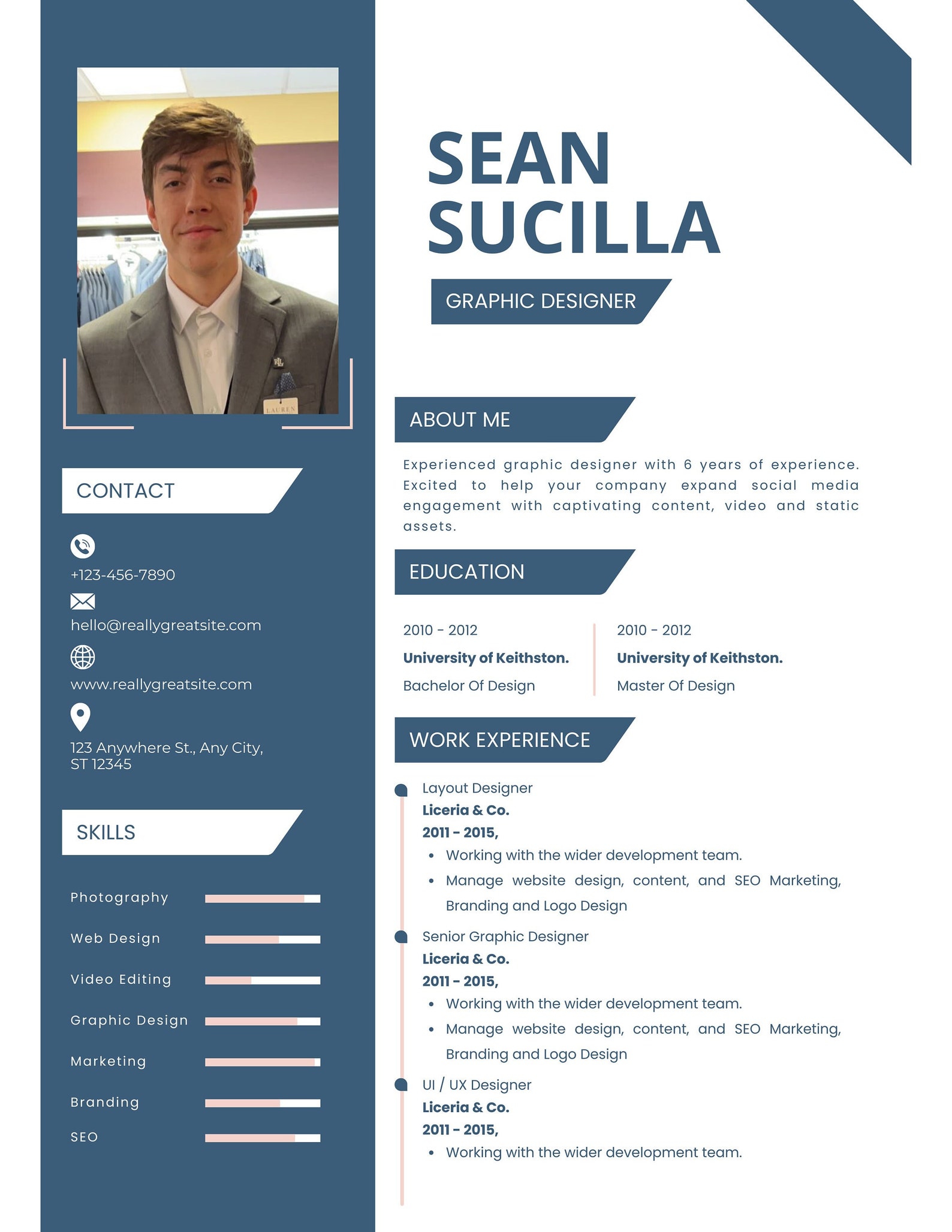Blue Theme Resume Template - Etsy