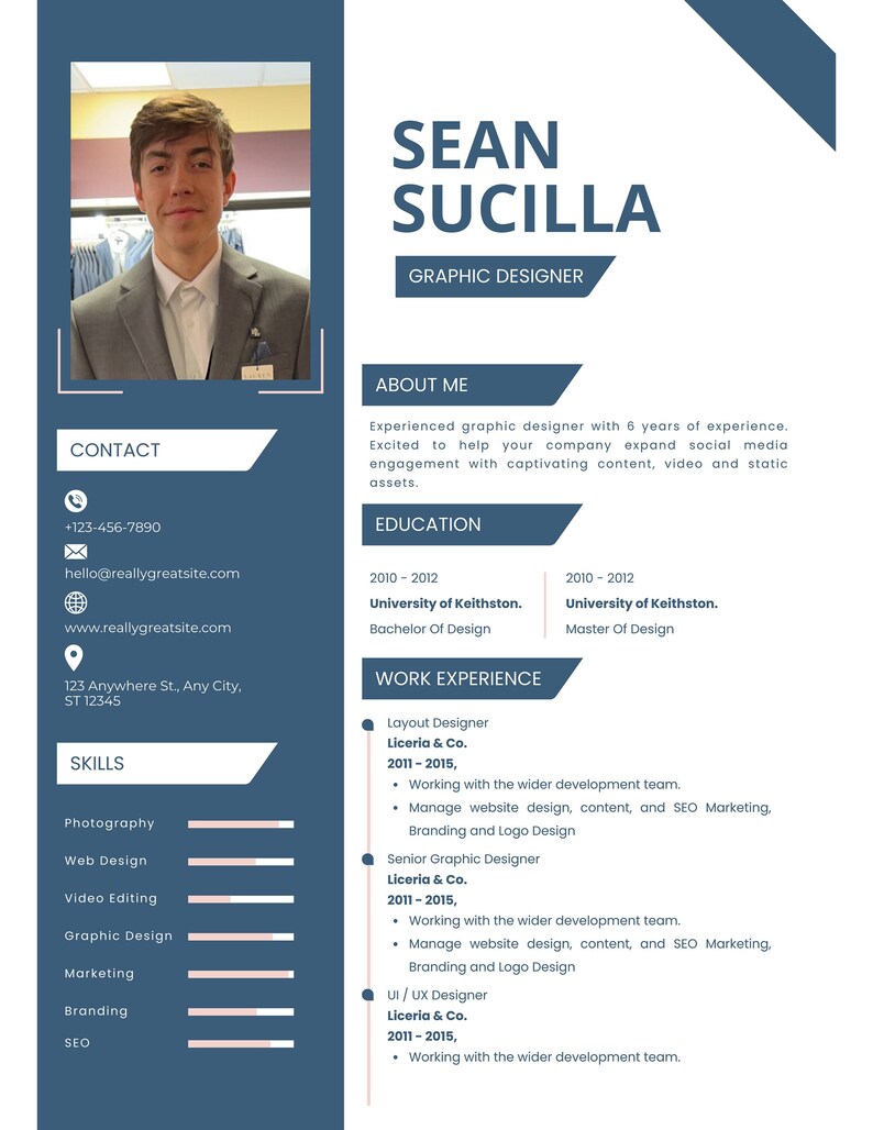 Blue Theme Resume Template - Etsy