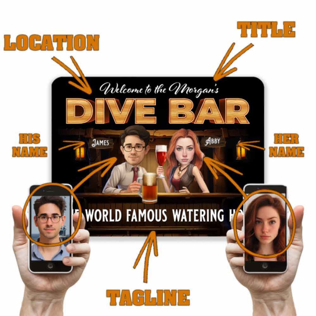 Bar Sign Personalized From Photo Western Dive Bar Design Custom ...