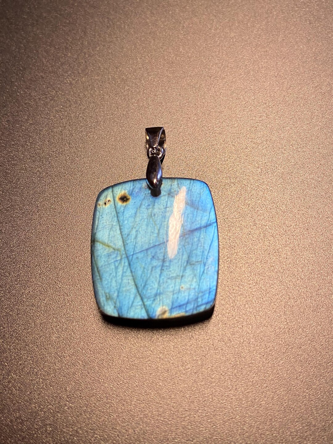 TOP Blue Labradorite Square Shape Pendant - Small Size 32mm Long 5.6g ...