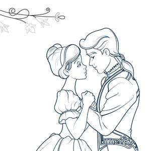 prince and princess dancing coloring page
