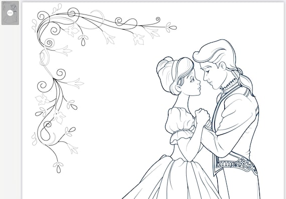 Cinderella And Prince Charming Dancing Coloring Pages