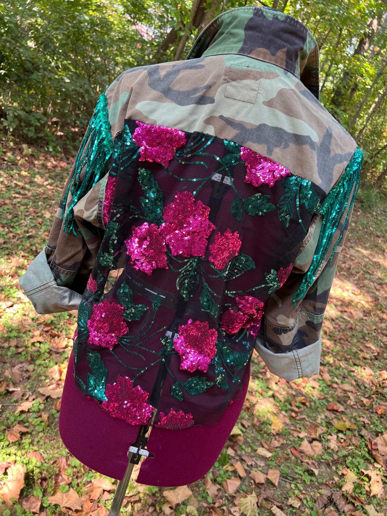 Camouflage Jacket, Military Inspired, Boho Style, Sequin Outerwear - Etsy