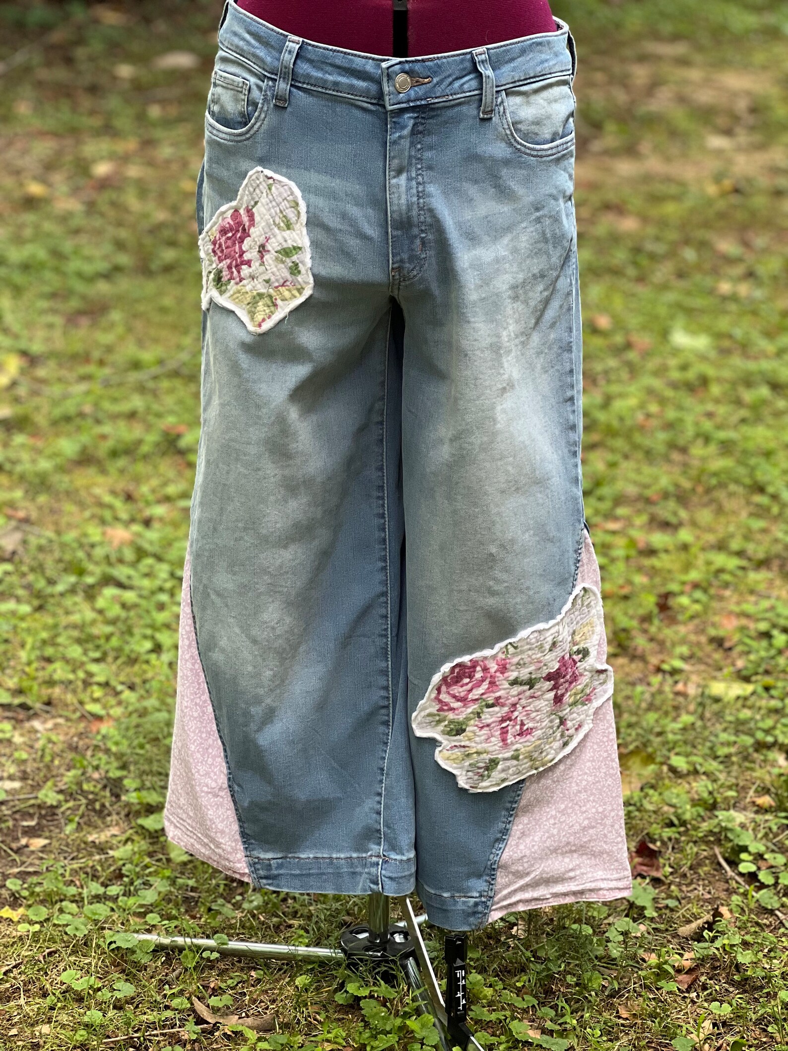 Denim Pants, Upcycled Pants, Quilted Clothing - Etsy