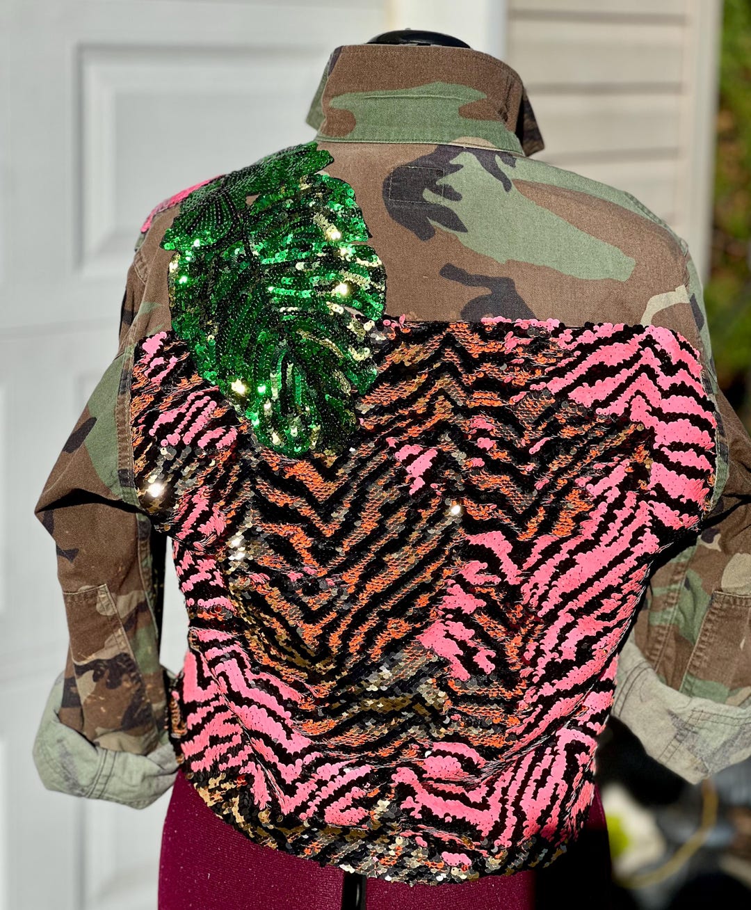 Camouflage Jacket, Tiger Stripes, Sequin Back, Snow Camo, - Etsy