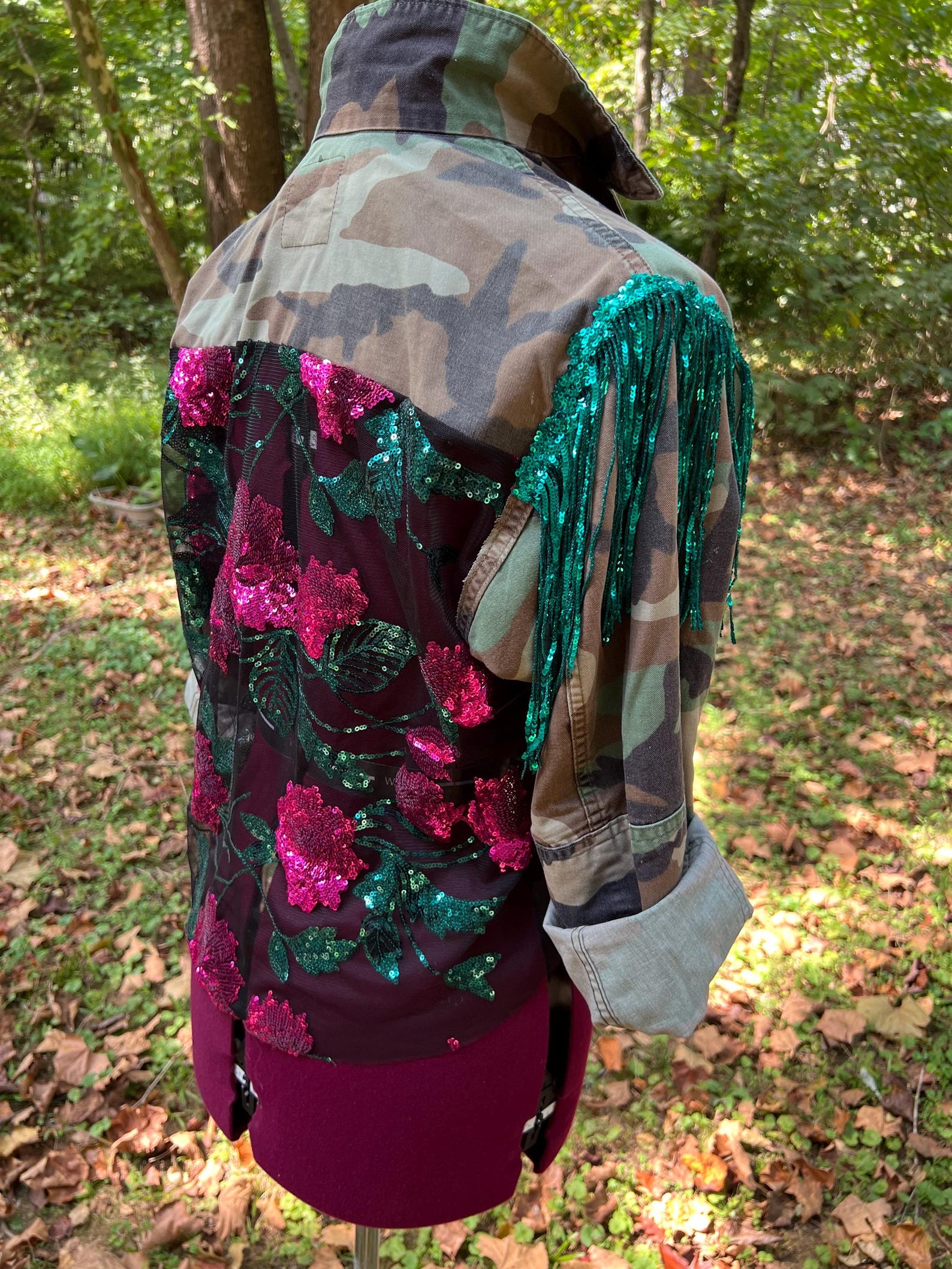 Camouflage Jacket, Military Inspired, Boho Style, Sequin Outerwear - Etsy