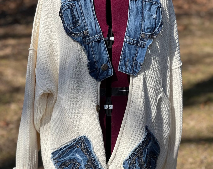 Sweater, Oversized Sweater, Upcycled Cardigan, Sustainable Outerwear ...