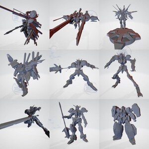 57pcs Gundam Bundle Pack 3D STL Files - Low Poly 3D Gundam Model (non ...