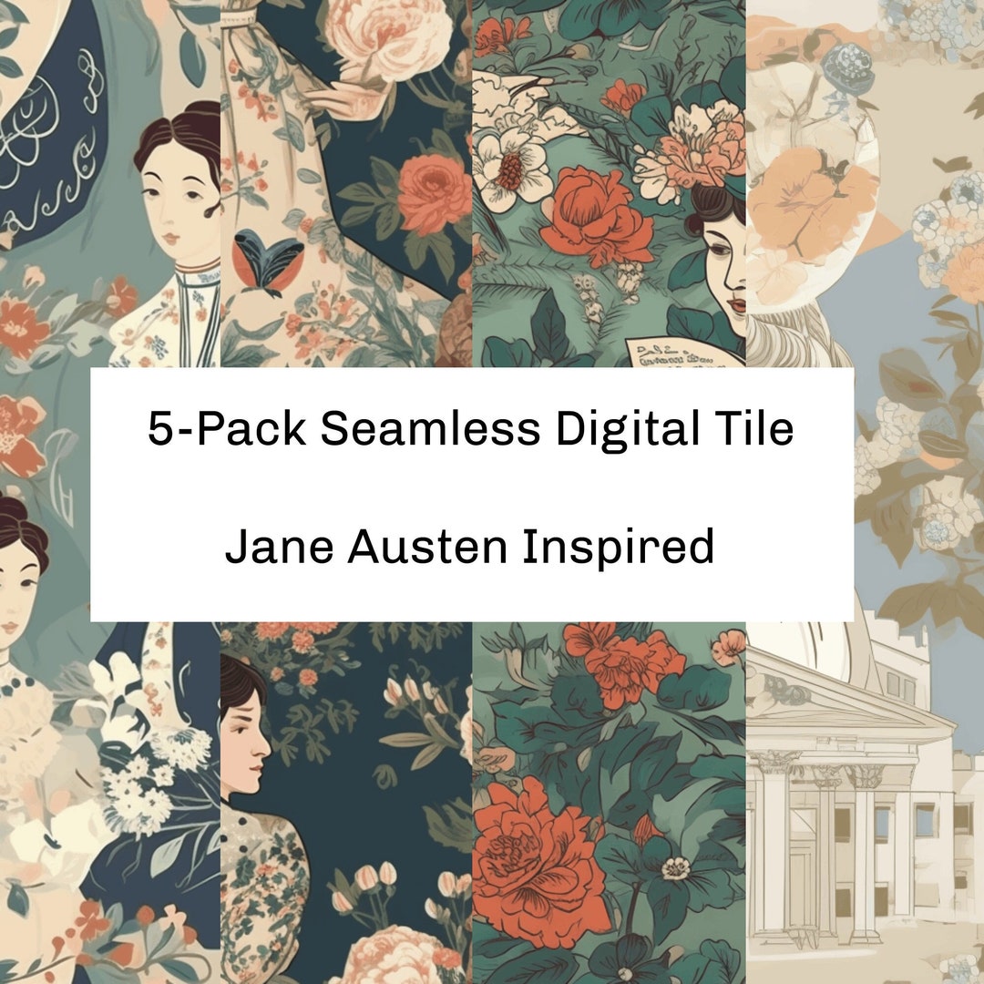 Jane Austen Inspired Digital Print Tiles - 5 Seamless Designs for ...