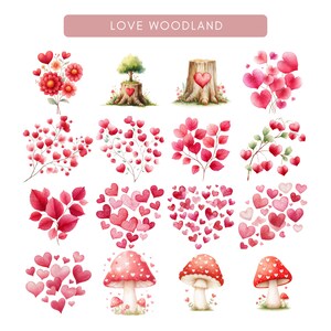 Woodland Animals Valentine's Day Clipart: Watercolor PNG (digital ...