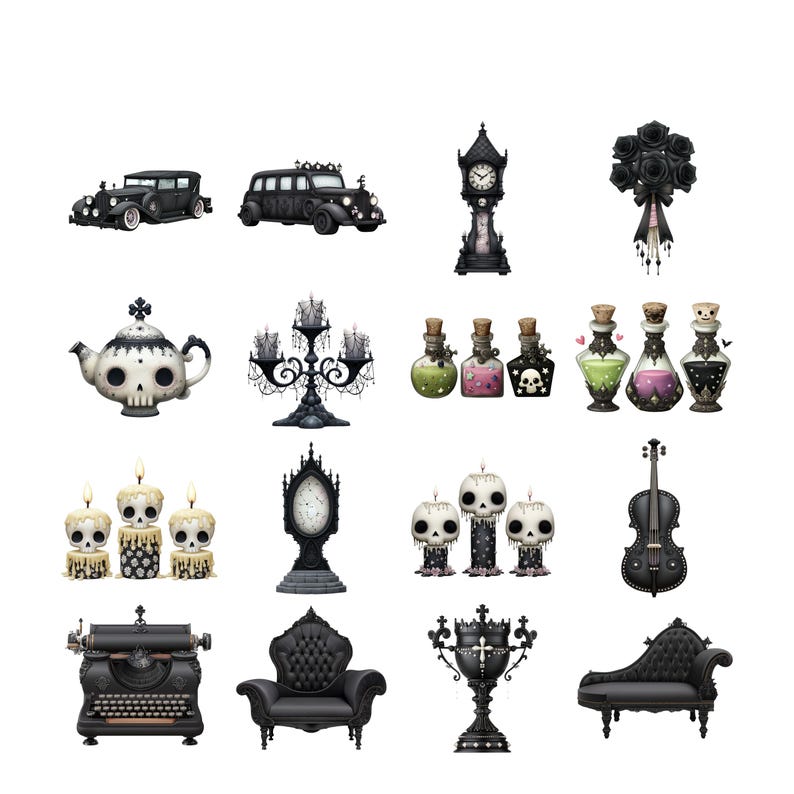 Gothic Haunted House Clipart: Spooky Halloween PNG Images (digital ...