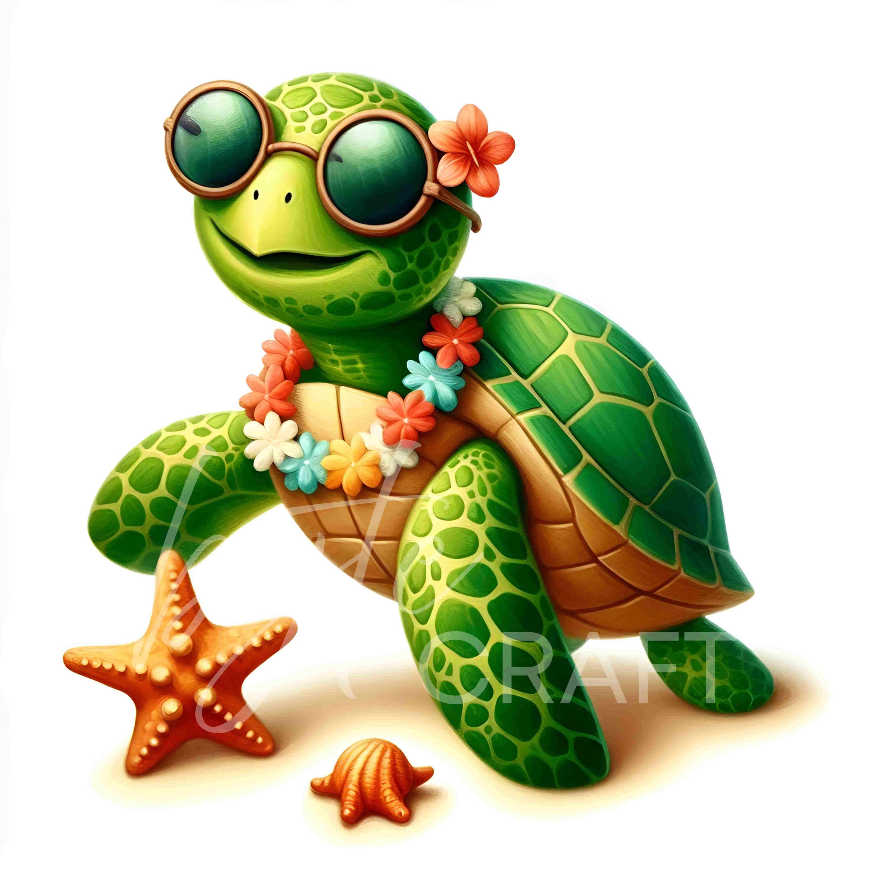 11 Surfing Turtle Clipart Summer Beach Sea Turtle Cute Ocean Animal ...