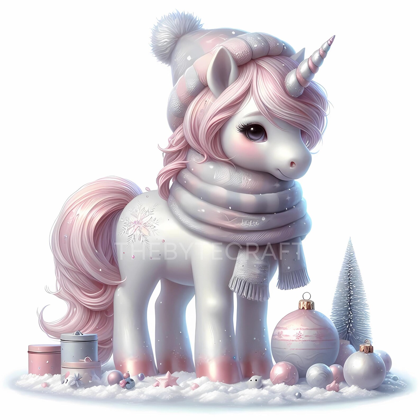 Christmas Unicorn Clipart | Winter Watercolor Printables (digital ...