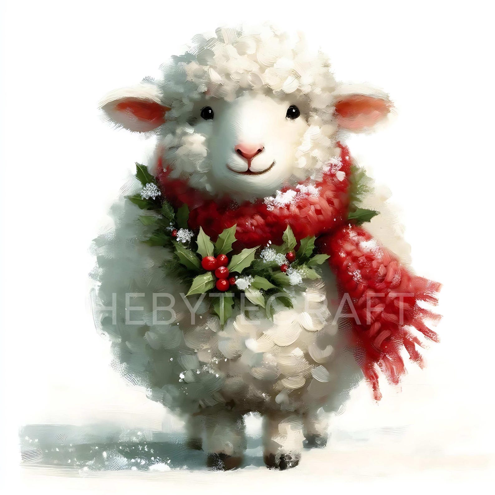Christmas Sheep Clipart Bundle: Watercolor Farmhouse Style (JPG ...